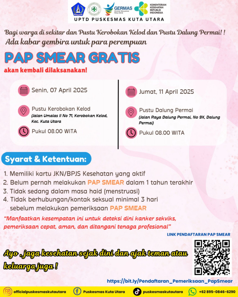 PAP SMEAR GRATIS KEMBALI HADIR! | Puskesmaskutautara Badung