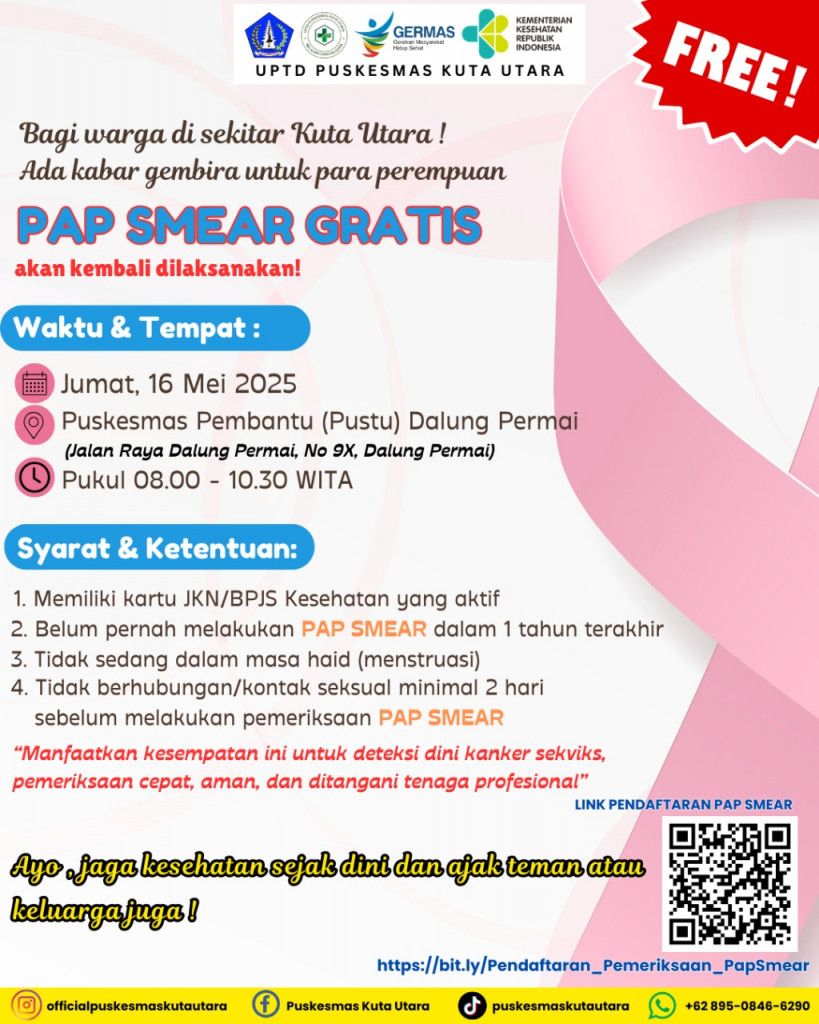 PAP SMEAR GRATIS KEMBALI HADIR! | Puskesmaskutautara Badung