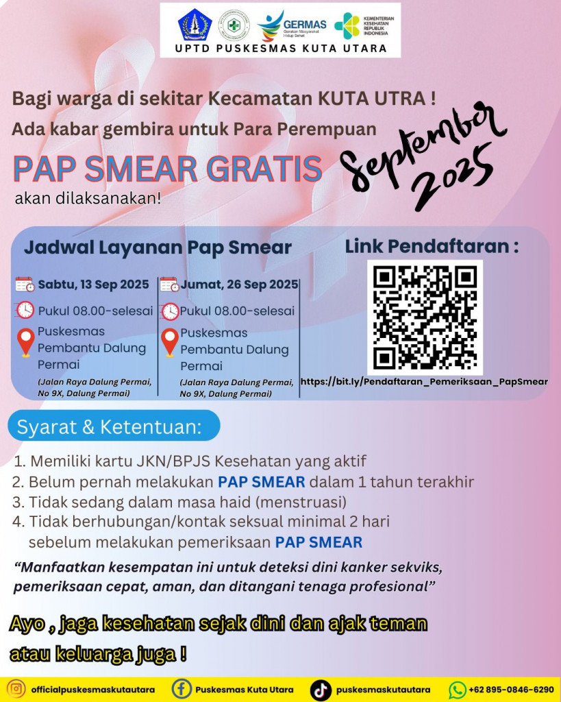 SEPTEMBER CERIA DENGAN PAP SMEAR GRATIS | Puskesmaskutautara Badung